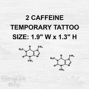 Caffeine Molecule Temporary Tattoo - 2 Waterproof Durable Fake Tattoo ...