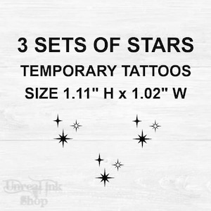Stars Tattoo - Temporary Tattoos - 3 Mini Star Cluster Tattoo - 3 Sets ...