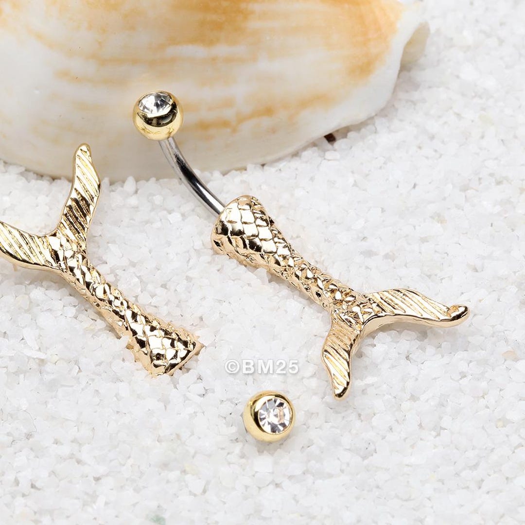 Golden Mystic Mermaid Tail Belly Button Ring - Etsy