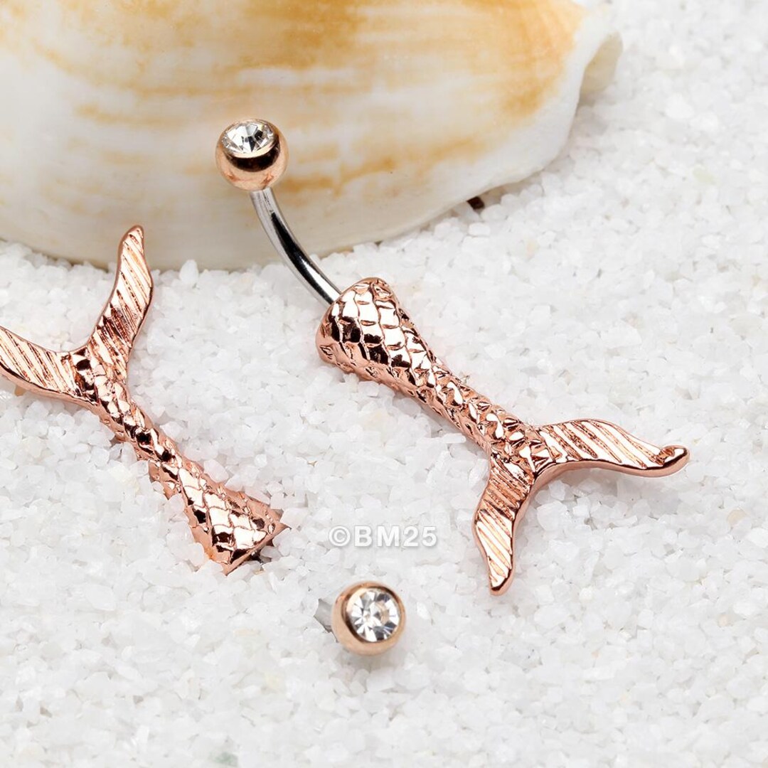 Rose Gold Mystic Mermaid Tail Belly Button Ring - Etsy