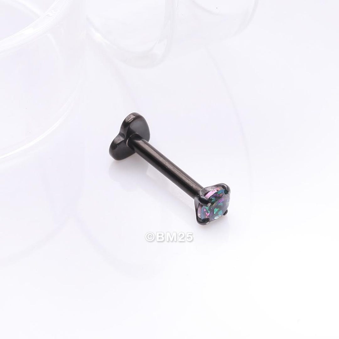Implant Grade Titanium Blackline Prong Gem Sparkle Internally Threaded ...