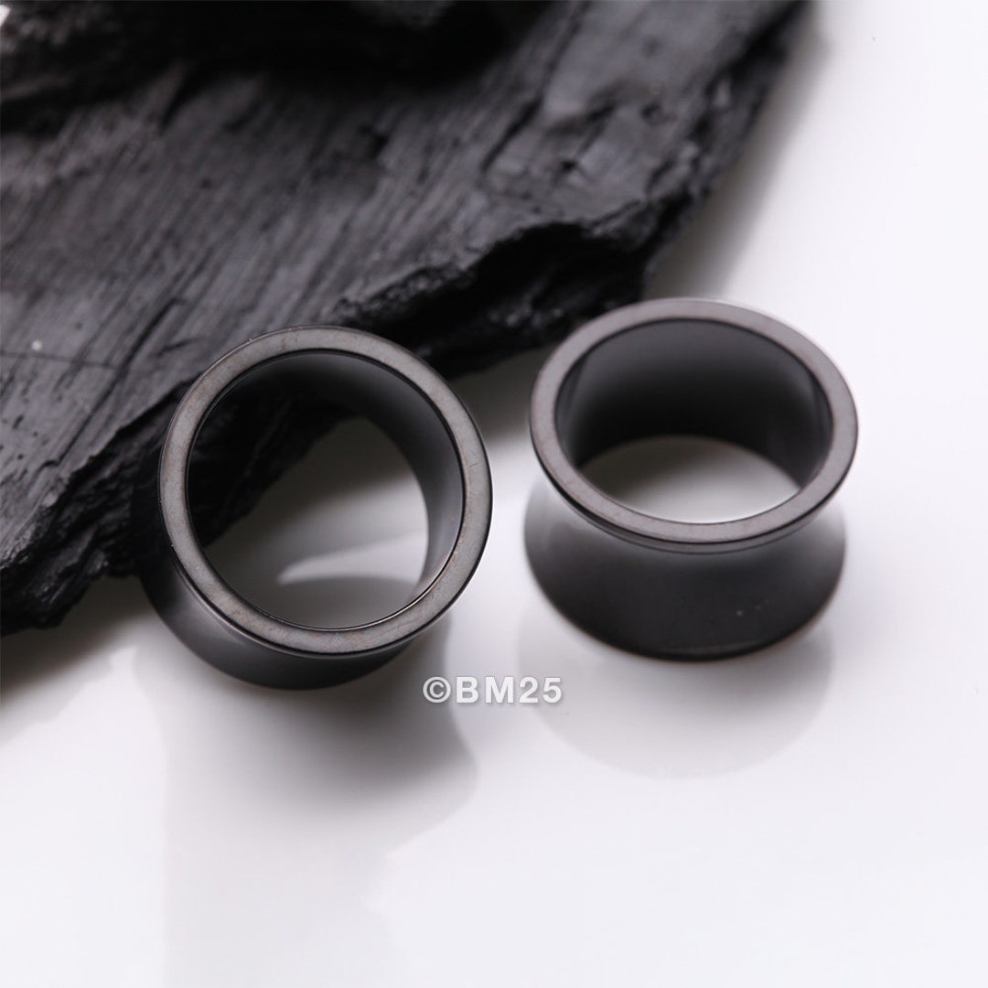 A Pair of Blackline Solid Steel Double Flared Ear Gauge Tunnel Plug - Etsy