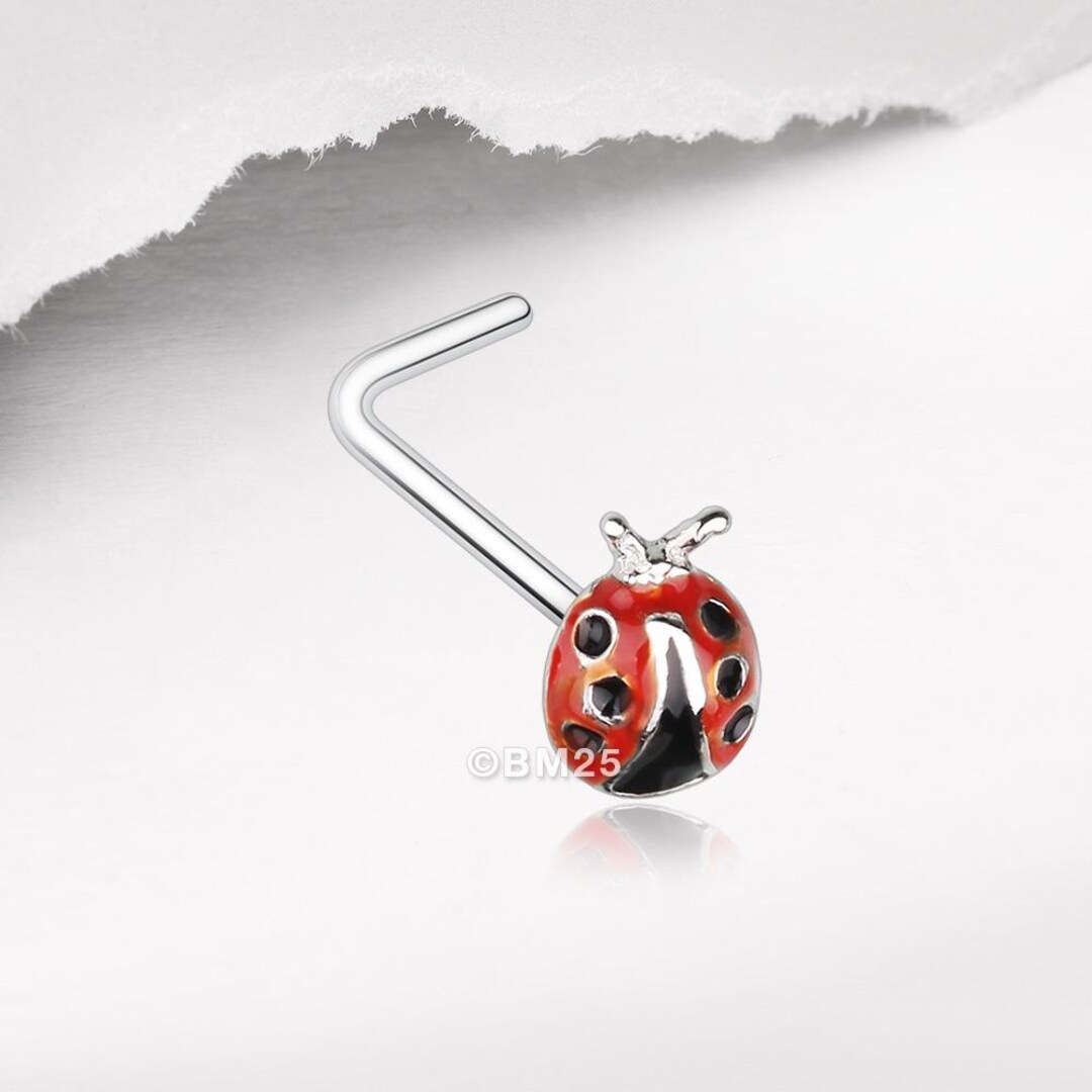 Adorable Dainty Ladybug L-shaped Nose Ring - Etsy