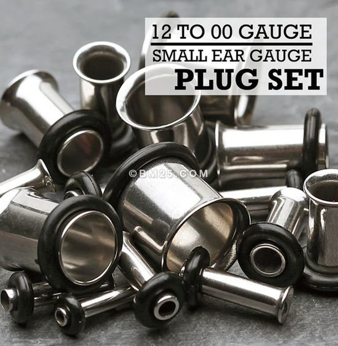 12 to 00 Gauge Single Flared Ear Gauge Plug Set - Etsy