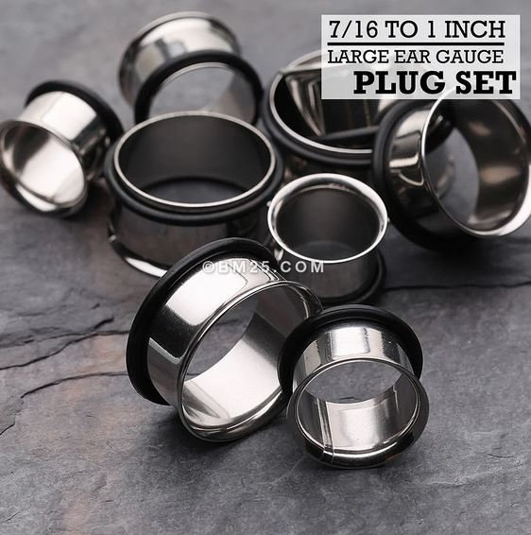 7/16 to 1 Inch Single Flared Ear Gauge Plug Set-steel - Etsy