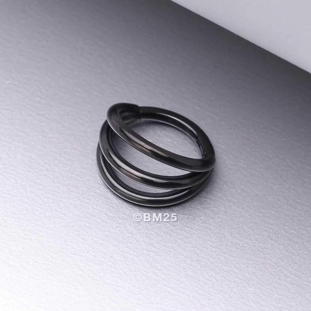 Implant Grade Titanium Blackline Triple Row Hoops Steel Seamless ...