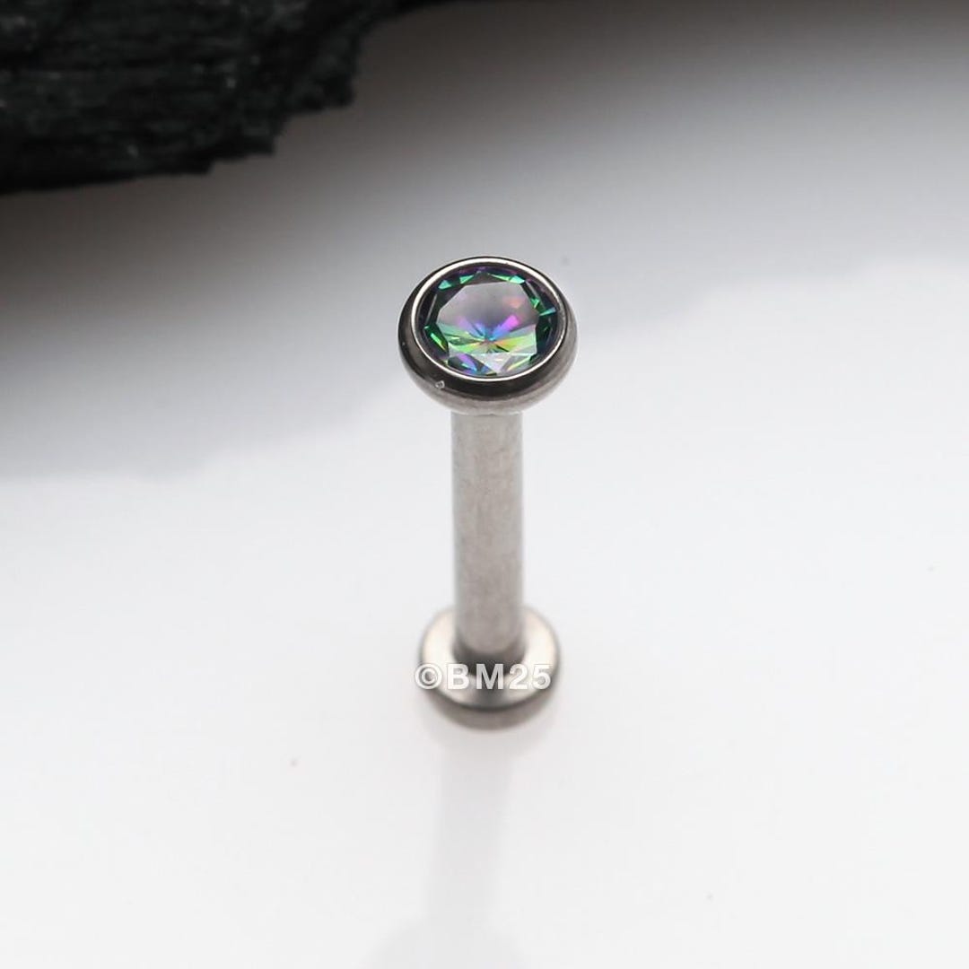 Implant Grade Titanium Onefit Threadless Gem Bezel Set Top Flat Back ...