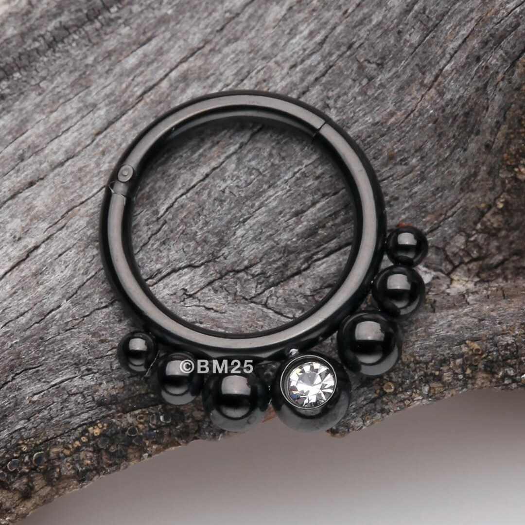 Blackline Bali Beads Sparkle Gem Seamless Clicker Hoop Ring-clear Gem ...