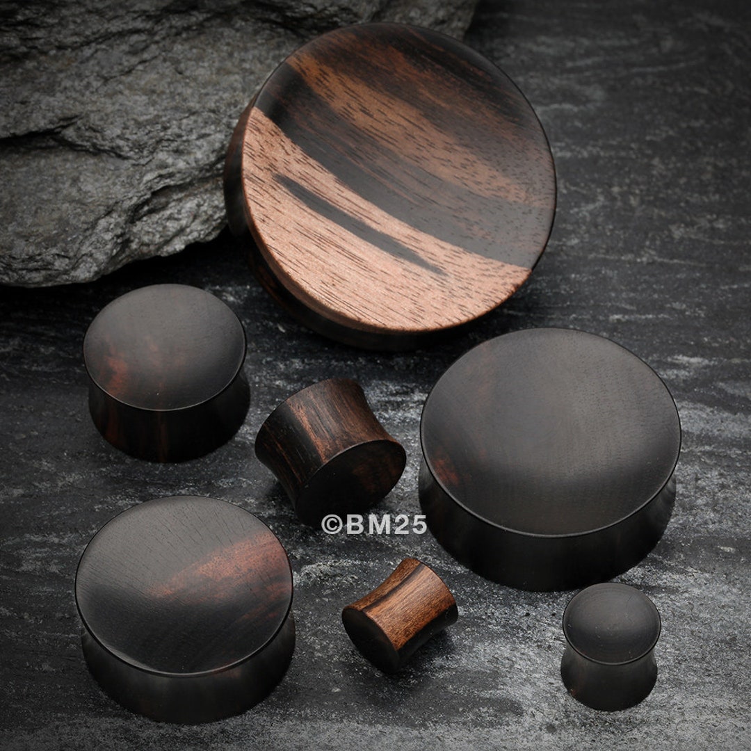 A Pair of Concave Tiger Ebony Wood Double Flared Plug - Etsy