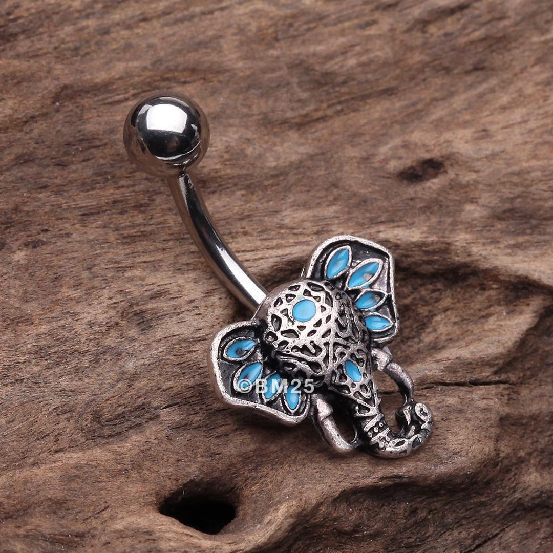 Ganesha Elephant Head Belly Button Ring-blue - Etsy