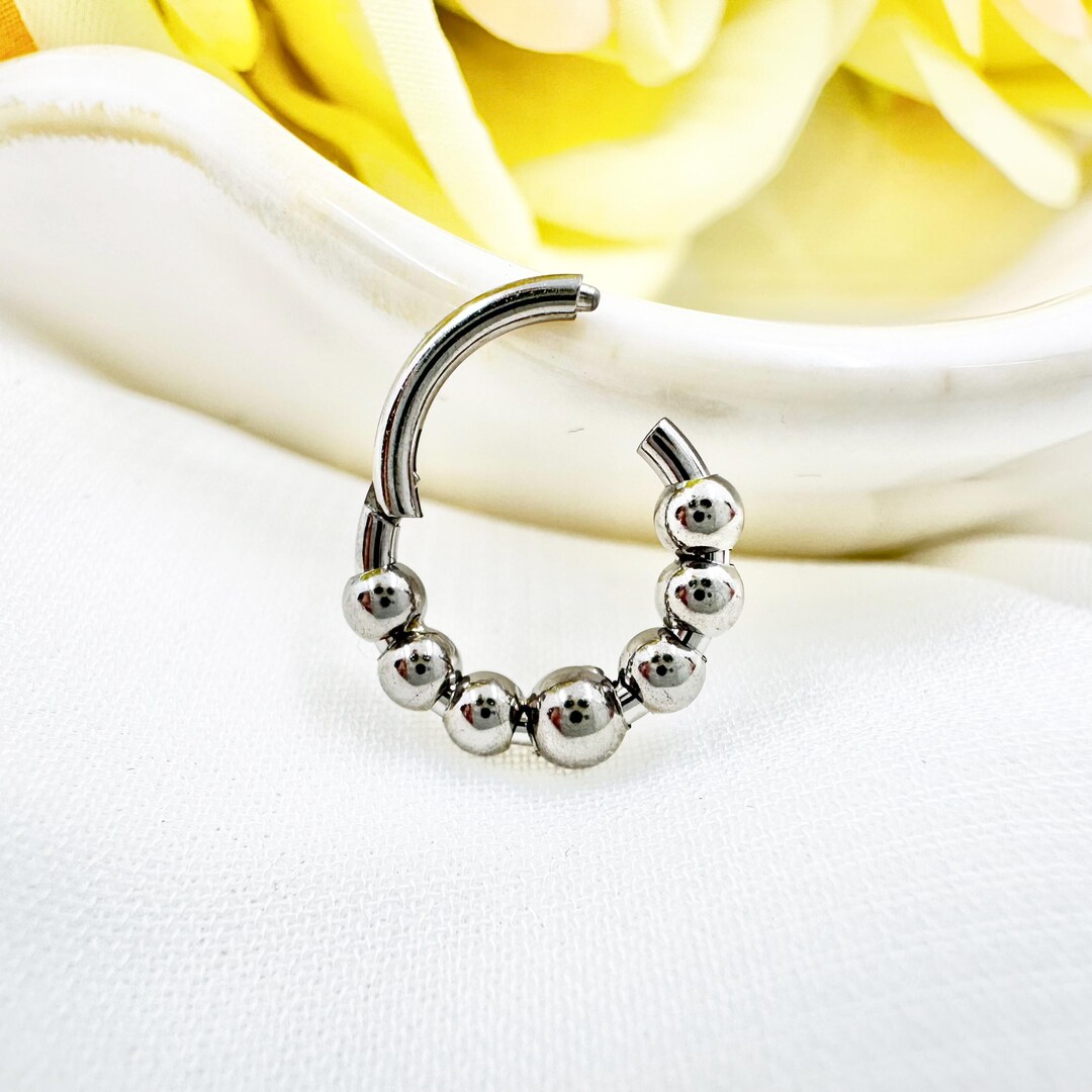Implant Grade Titanium Cascading Bali Beads Clicker Hoop Ring - Etsy
