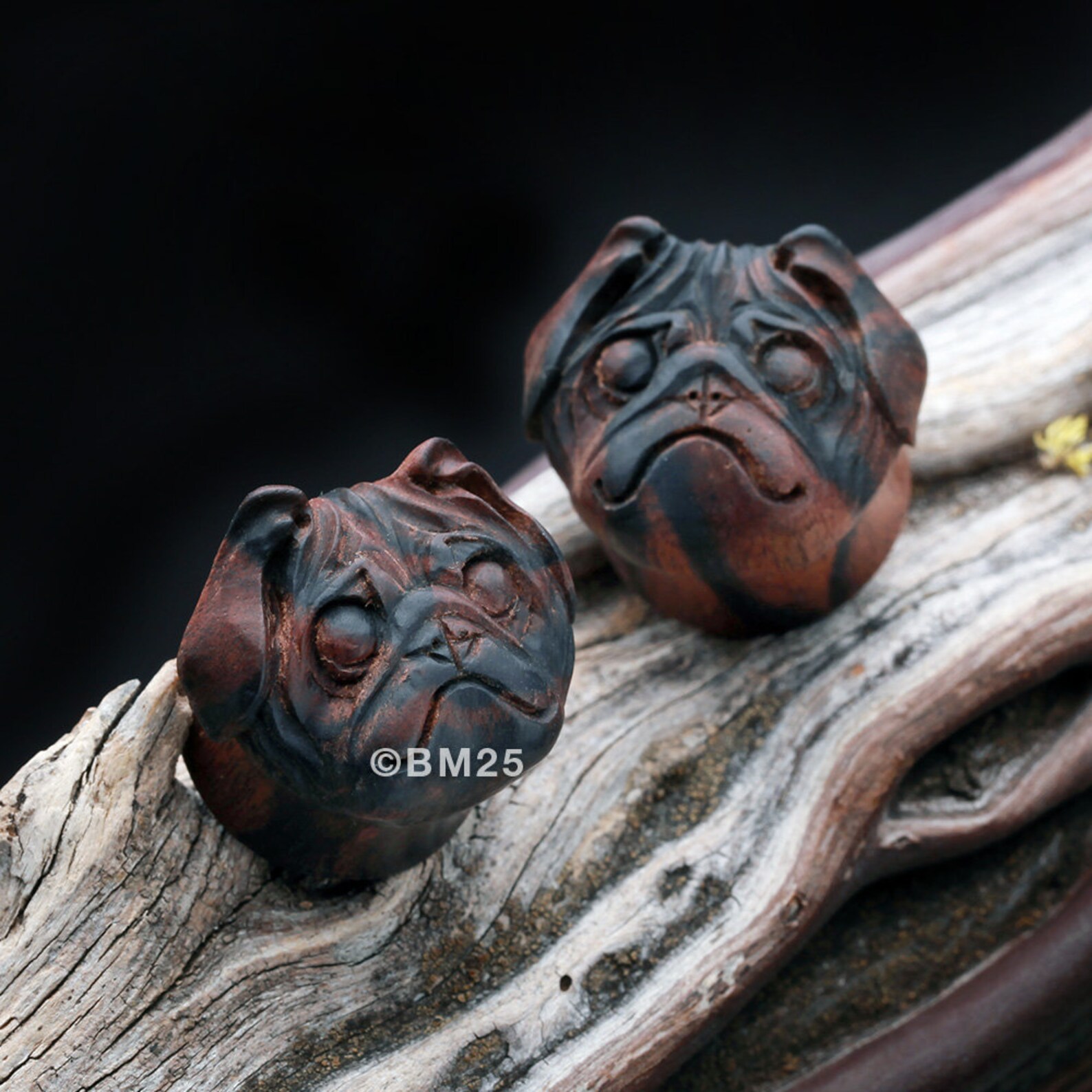 A Pair of the Adorable Pug Double Flared Ear Gauge Plug - Etsy