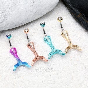 Golden Mystic Mermaid Tail Belly Button Ring - Etsy