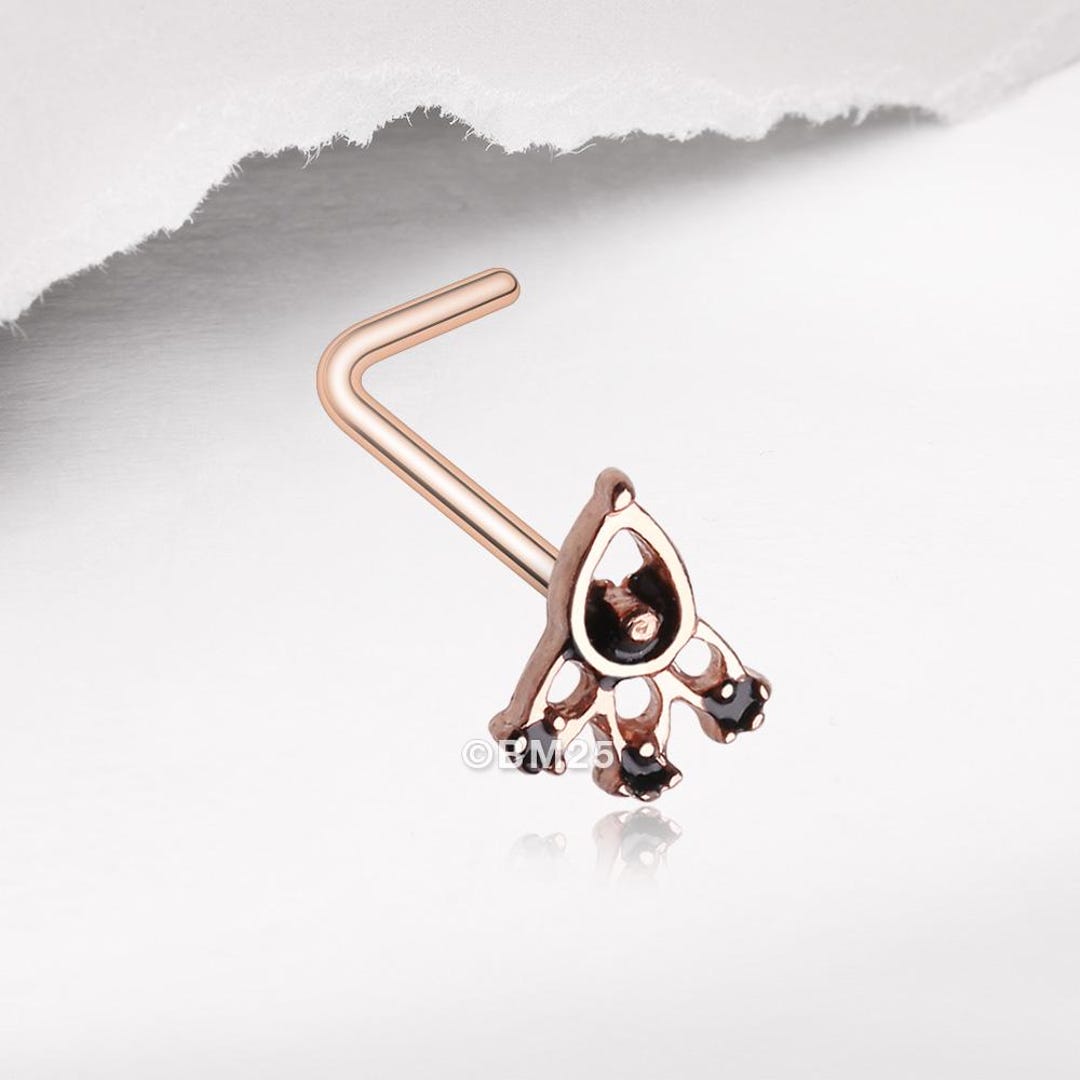 Rose Gold Victoria Trident Icon L-shaped Nose Ring - Etsy