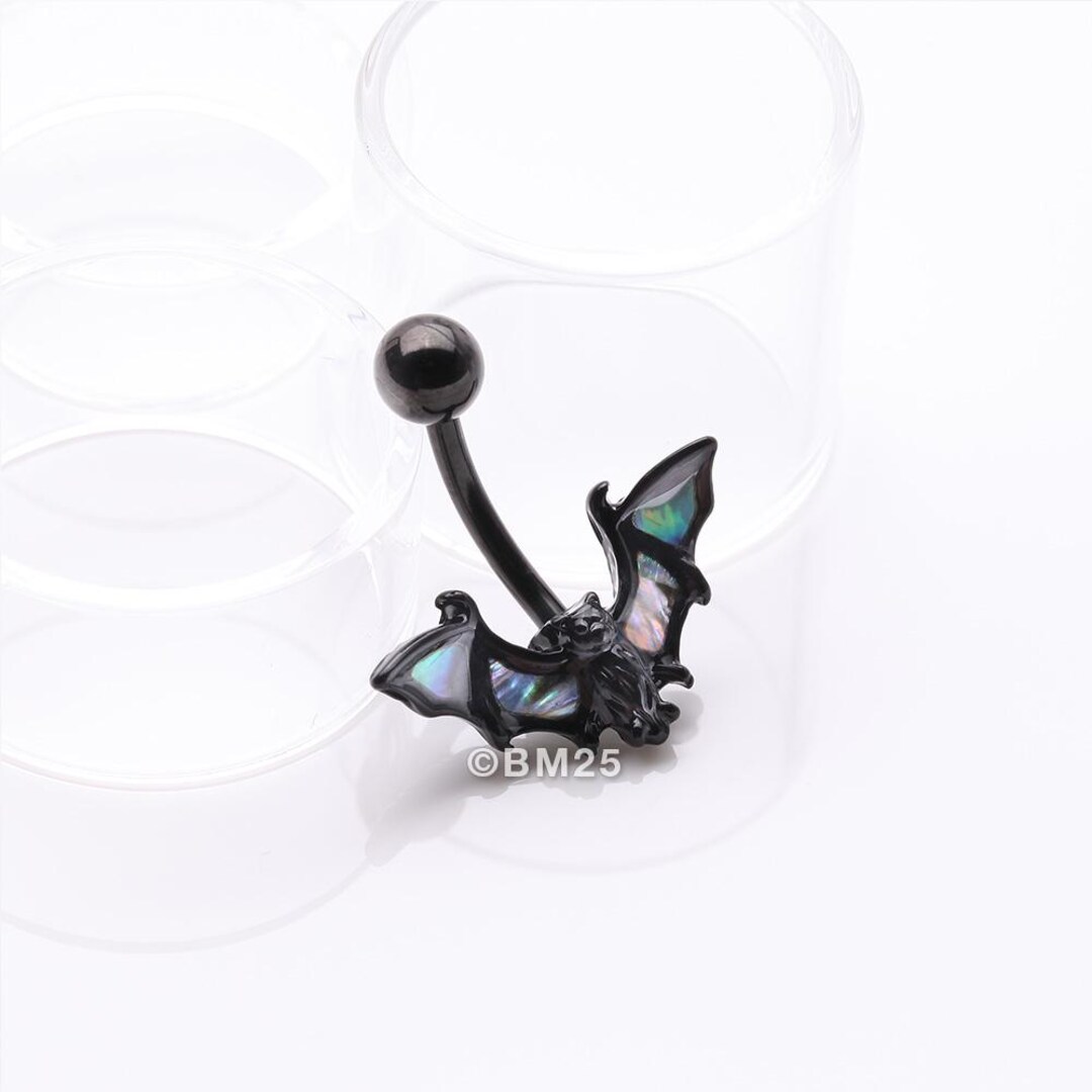 Blackline Abalone Night Bat Belly Button Ring - Etsy