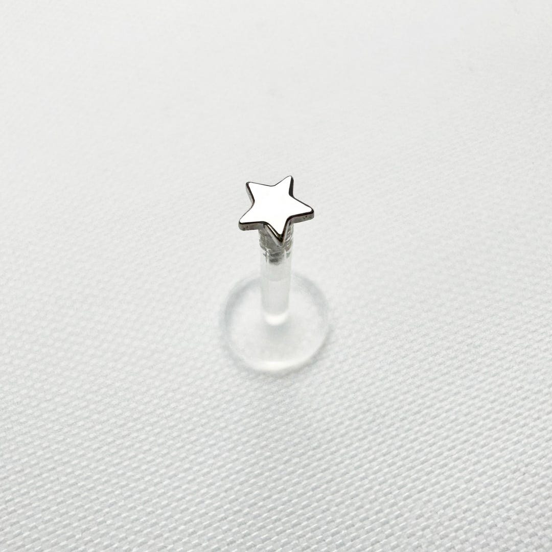 14 Karat White Gold Star Plate Top Bio-flex Labret - Etsy