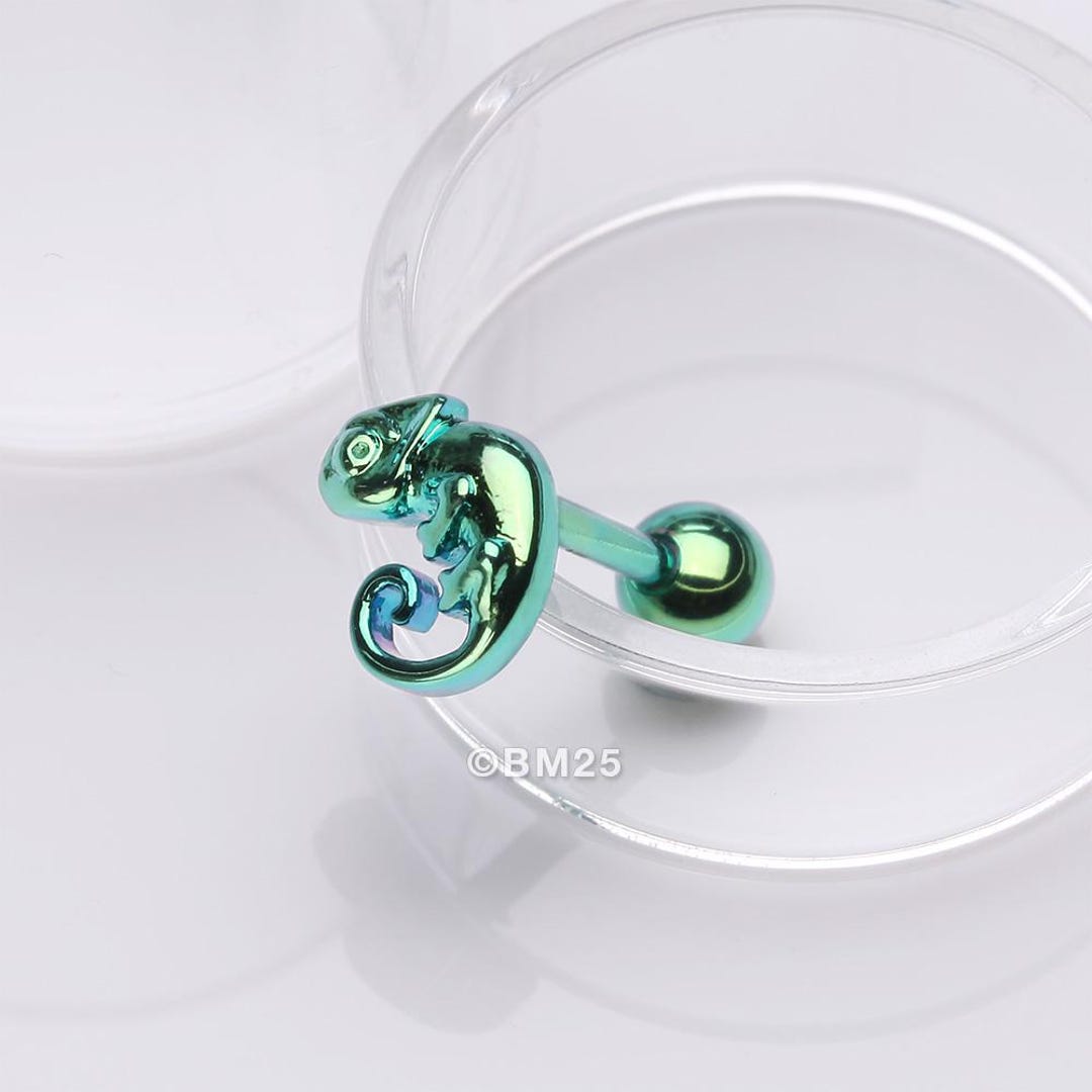 Colorline Chameleon Top Cartilage Tragus Barbell Earring-green - Etsy