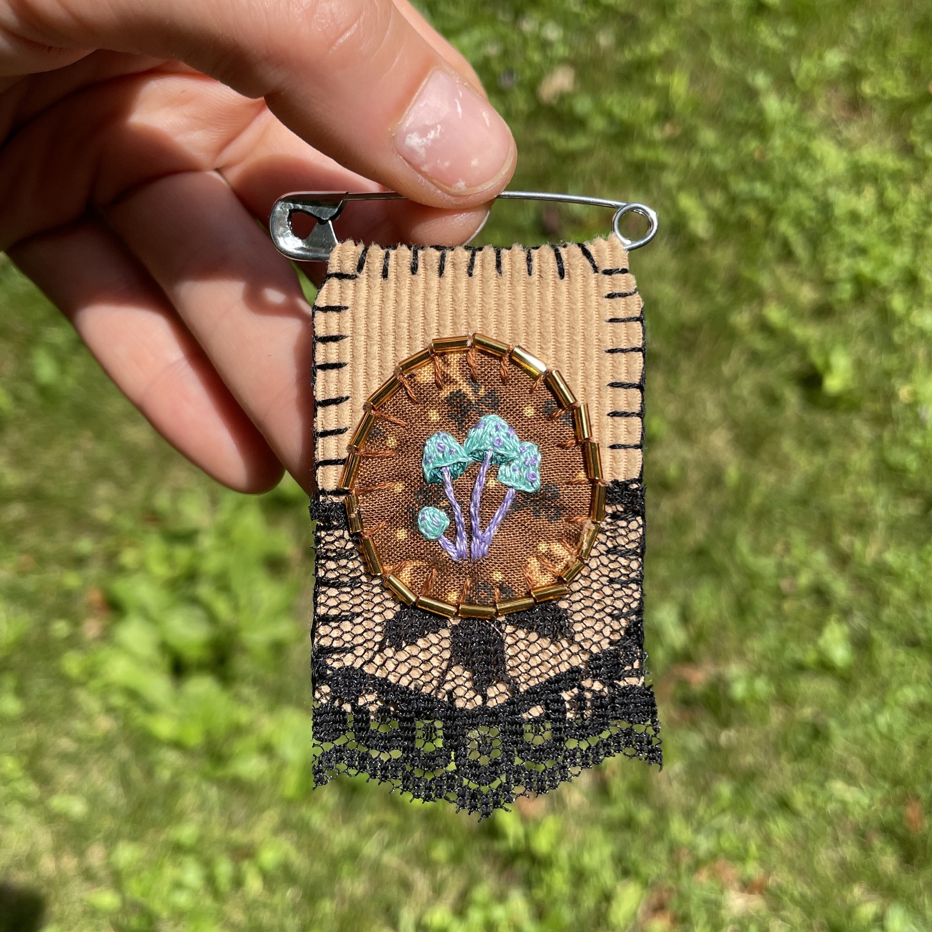 Blue Mushroom Embroidered Badge - Etsy