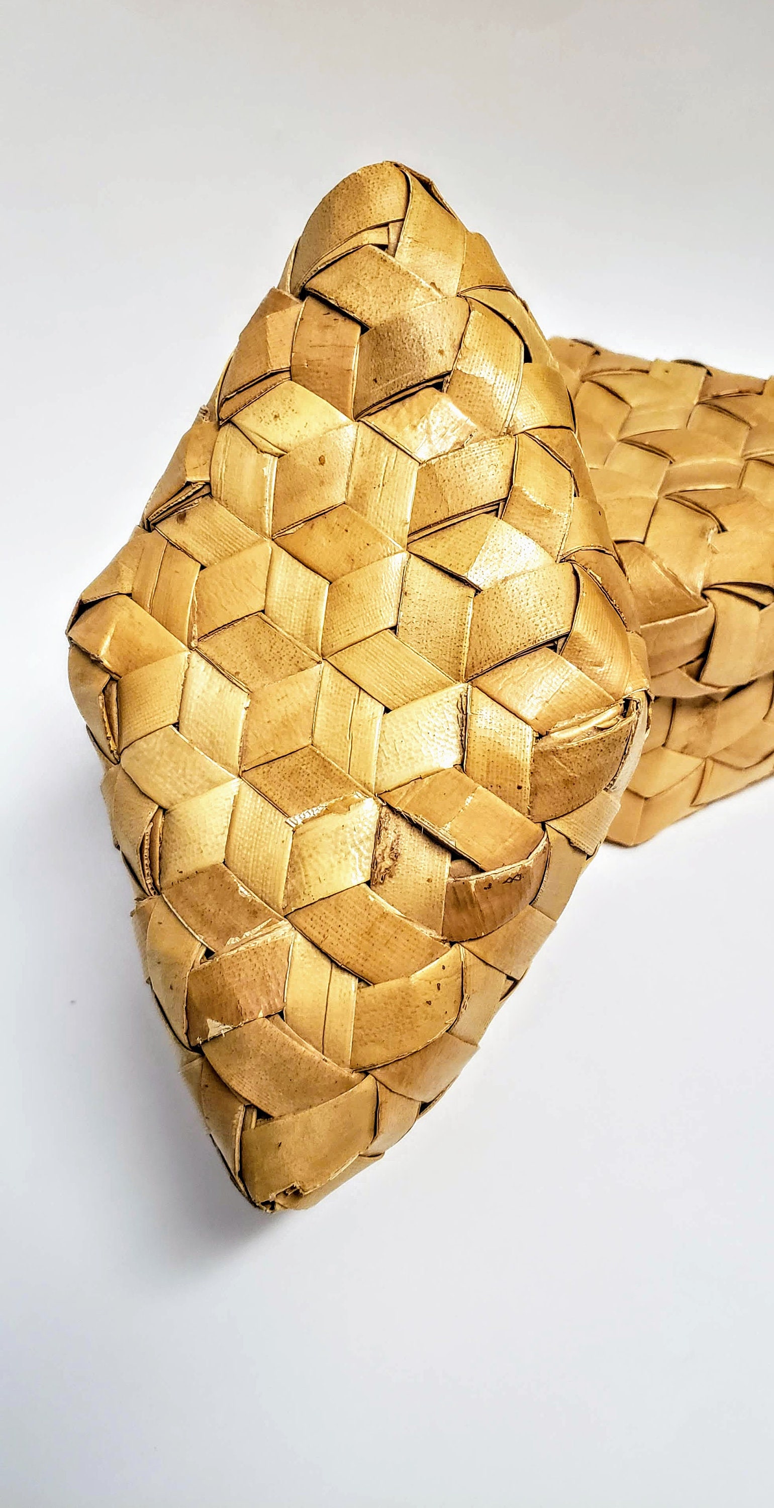 Banana Leaf Boxes, Diamond Shaped Boxes, Vintage Woven Lidded Baskets ...