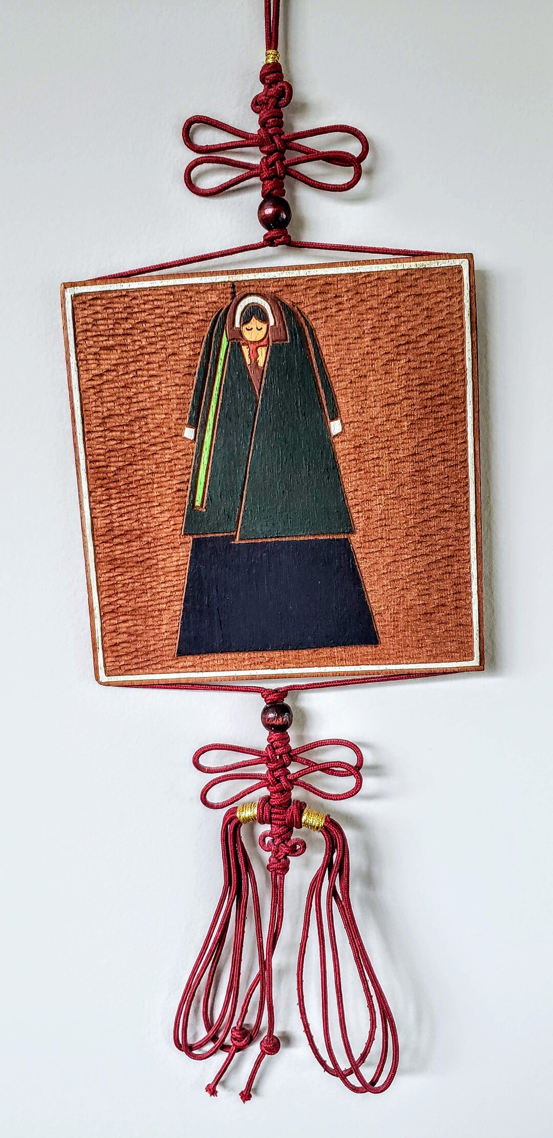 Vintage Asian Prayer Effigy, Lucky Prayer Board, Praying Nun Wall Art ...