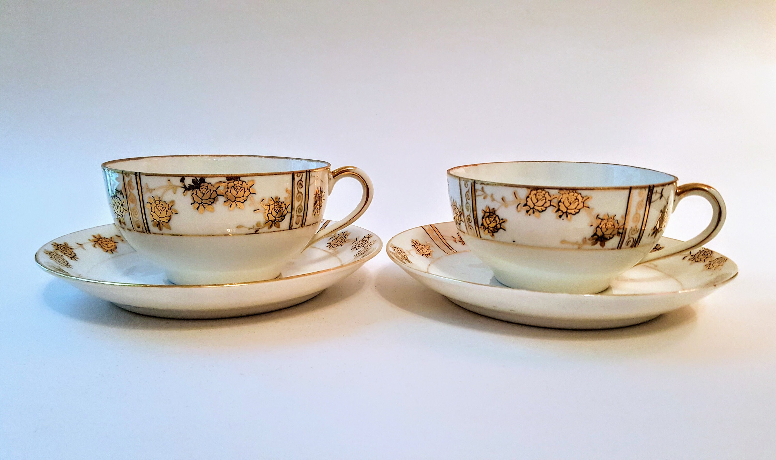 Nippon Rising Sun Cups and Saucers Japanese Gold and Black - Etsy