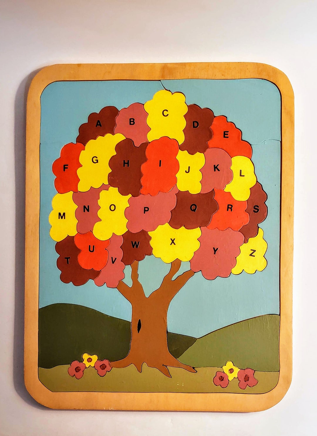 Abcs Jigsaw Puzzle, Solid Wood Puzzle, Learning Toy - Etsy