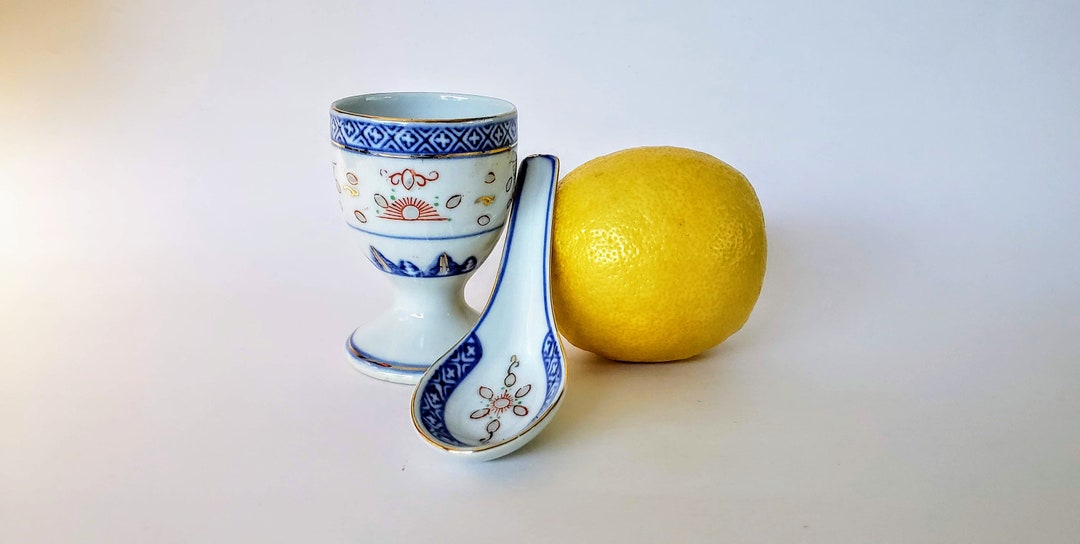 Rice Grain, Egg Cup and Spoon, Rice Pattern Porcelain, Chinese ...