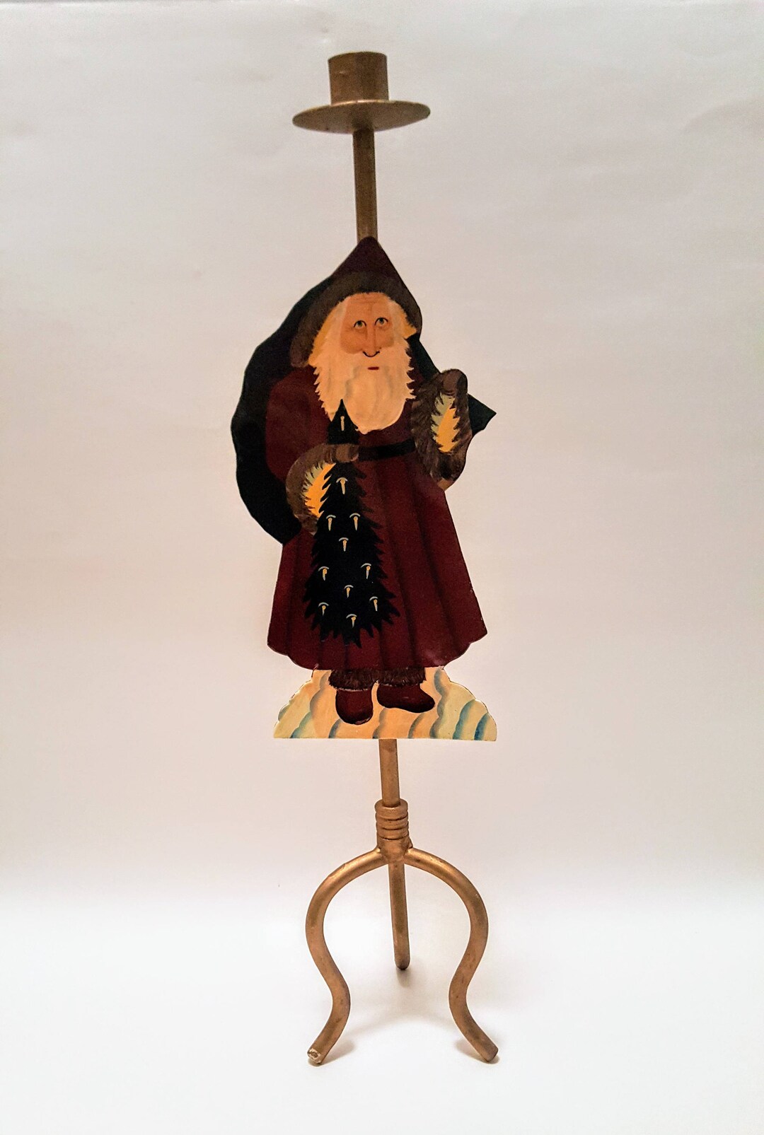 Santa Claus Candlestick, Santa Candleholder, Old World Santa, Christmas ...