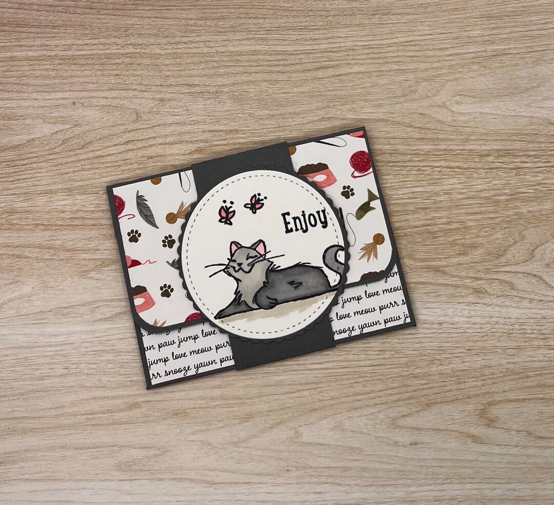 Handmade Cat Gift Card Holder: Stampin' Up! Pet Birthday Card - Etsy