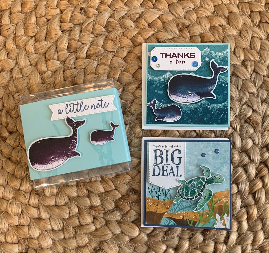 Handmade Whale & Turtle Note Card Set: Birthday, Thank You Cards - Etsy
