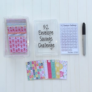 52 Week Envelope Savings Challenge Box: Includes Tracker & Marker - Etsy