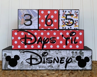 Disney Countdown Blocks, Four Cube Set With Days 'til and Disney Block ...