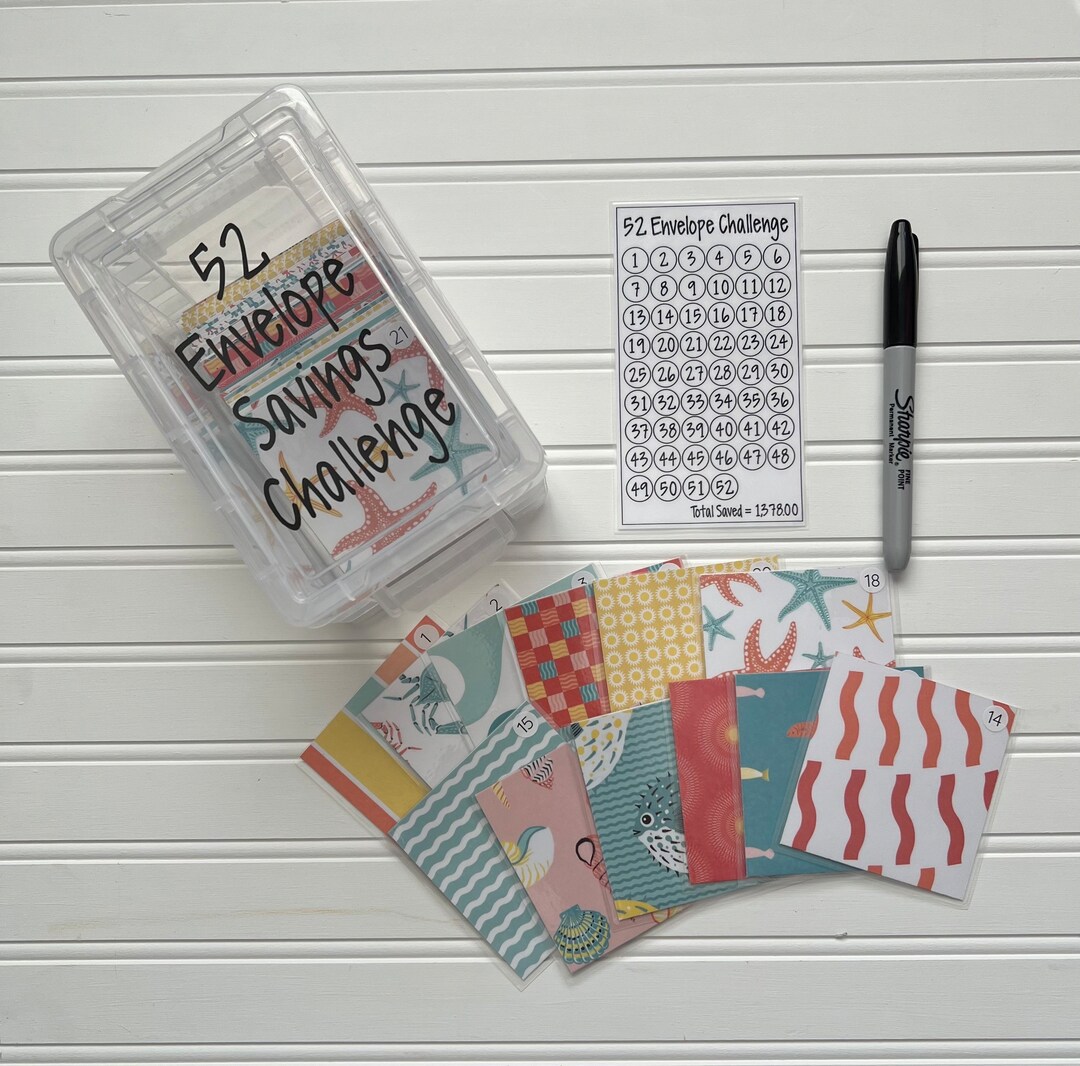 52 Envelope Savings Challenge Box, 52 Week Savings Challenge, Savings ...