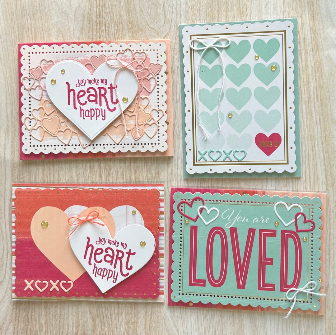 Valentines Day Card Set, Set of Four Valentine Cards, Made With Stampin ...