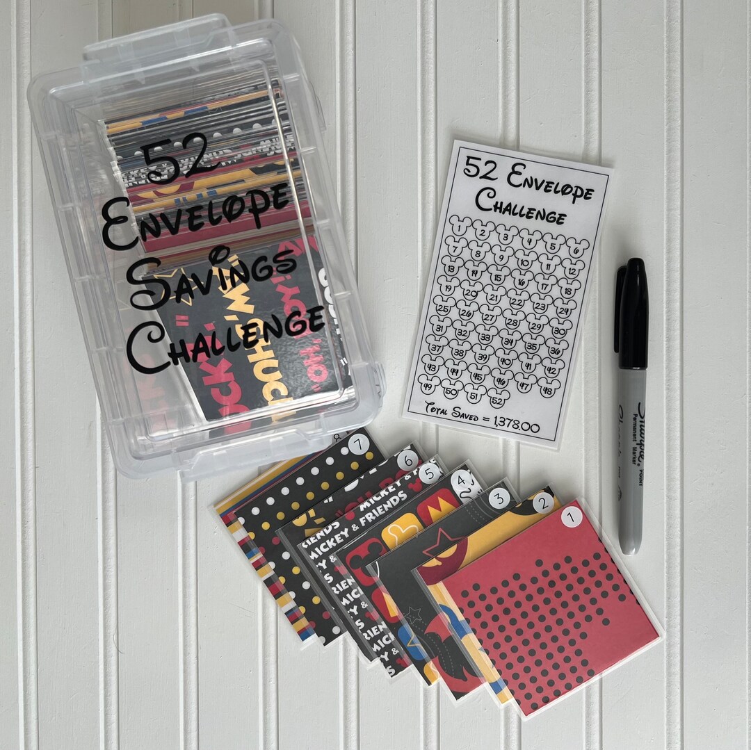 52 Envelope Challenge, 52 Week Savings Challenge, Disney Themed ...