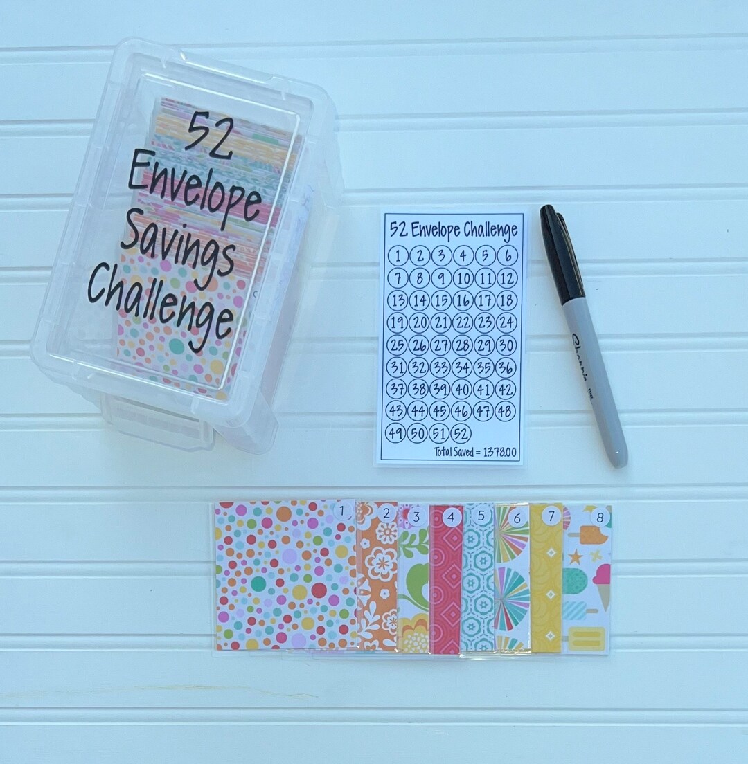 52 Envelope Savings Challenge Box, 52 Week Savings Challenge, Savings ...