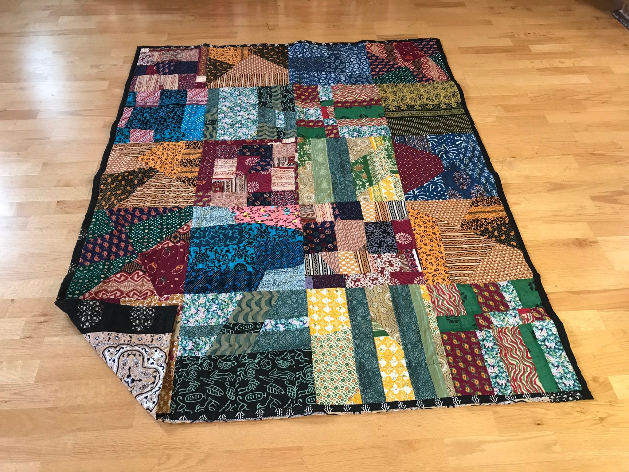 Indian Patchwork Quilt With Elephant Panel - Etsy