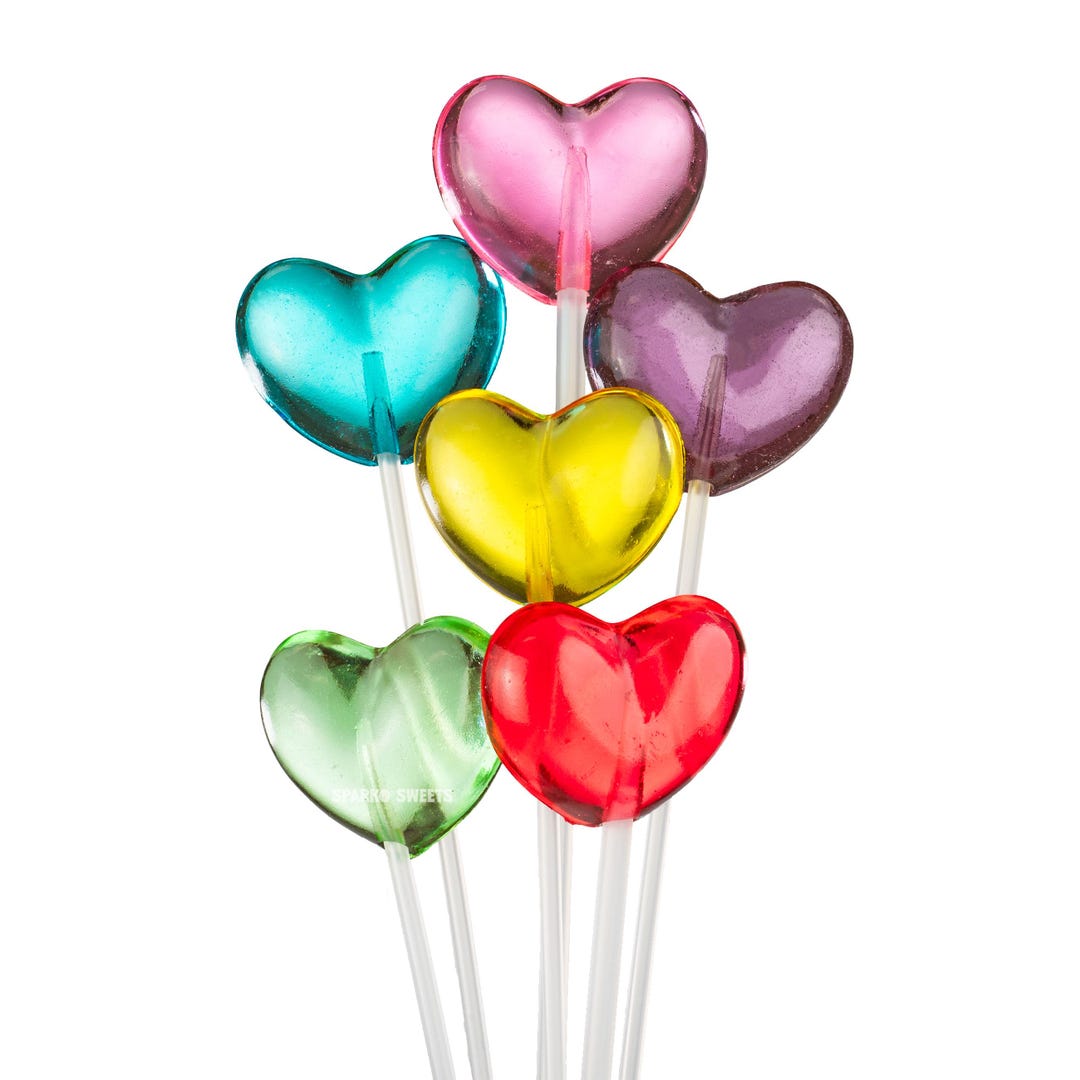 Heart Lollipops, 100 Pops, 11-inch Long-stem, Made in Los Angeles ...