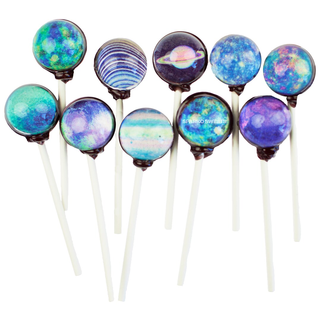 Galaxy Lollipops 10 Planet Art Designs With Space Gift Pack, Watermelon ...