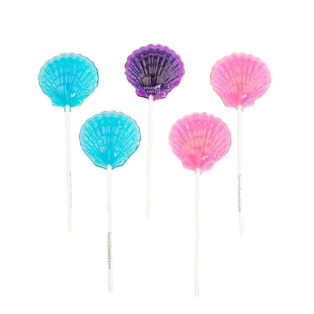 24 Pcs Clam Shell Lollipops for Mermaid Party, Ariel Party, and Beach ...