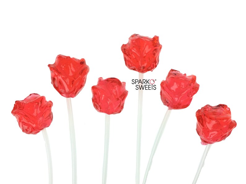 120 Red Rose Twinkle Pops Lollipops Long-Stem Handmade Gourmet | Etsy
