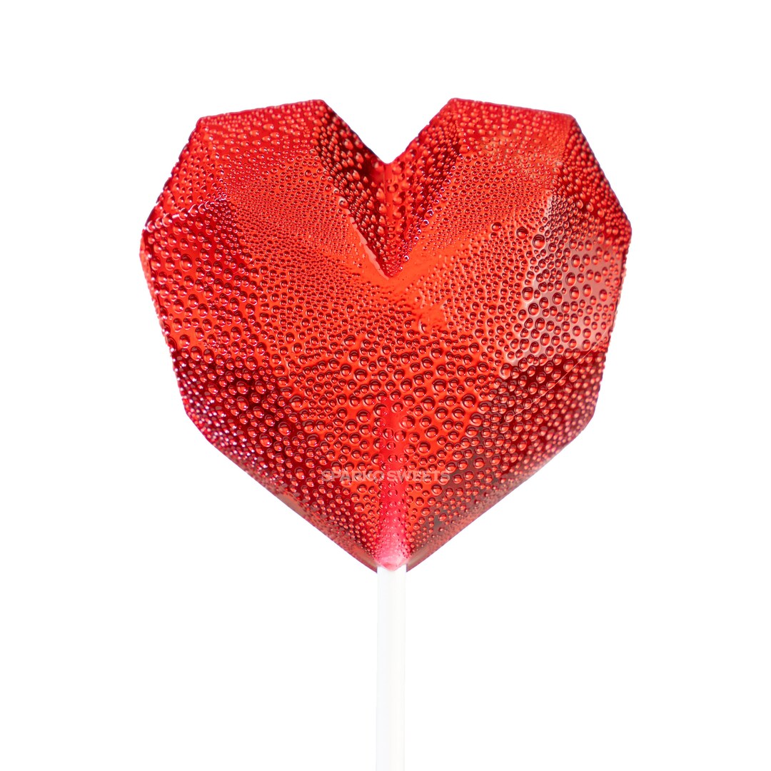 5 Large Diamond Heart Lollipops Cherry Flavor for Valentines Day Candy ...