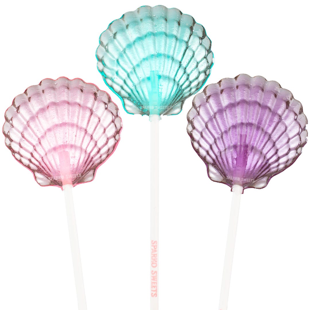 Clam Shell Lollipops, 24 Pieces, Made in LA, Sparko Sweets - Mermaid ...