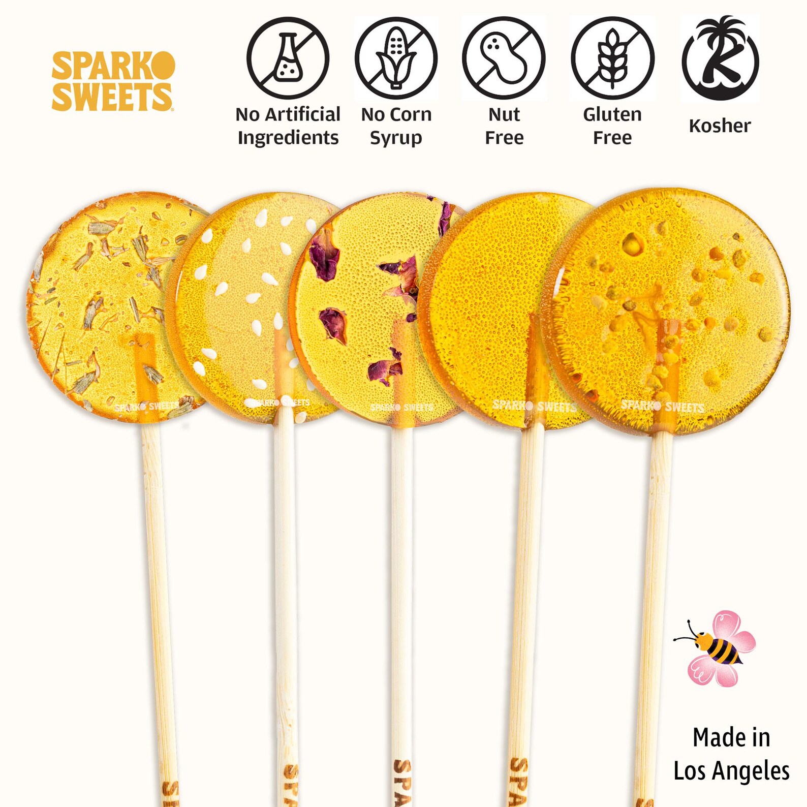 Honey Lollipops, All-natural, No Corn Syrup, 18 Pieces, Made in LA ...