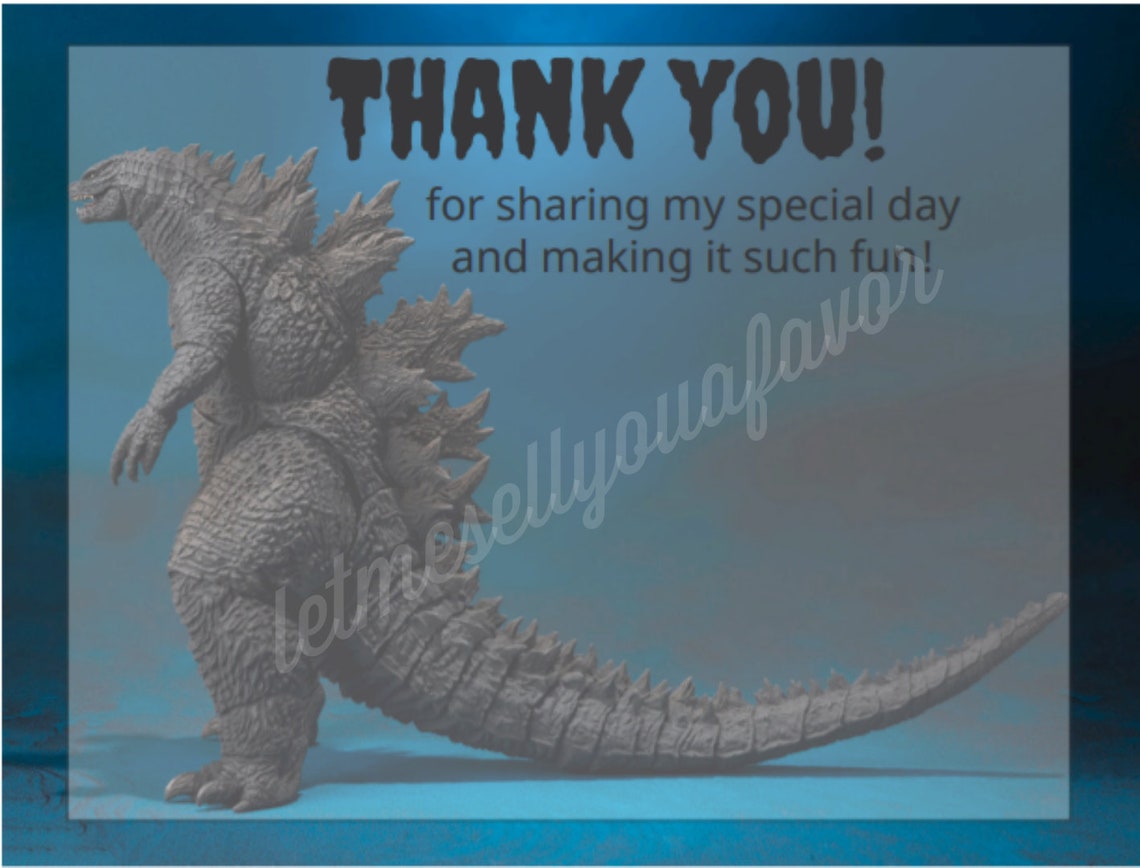 Godzilla Thank You Card Blank - No Personalization - Etsy