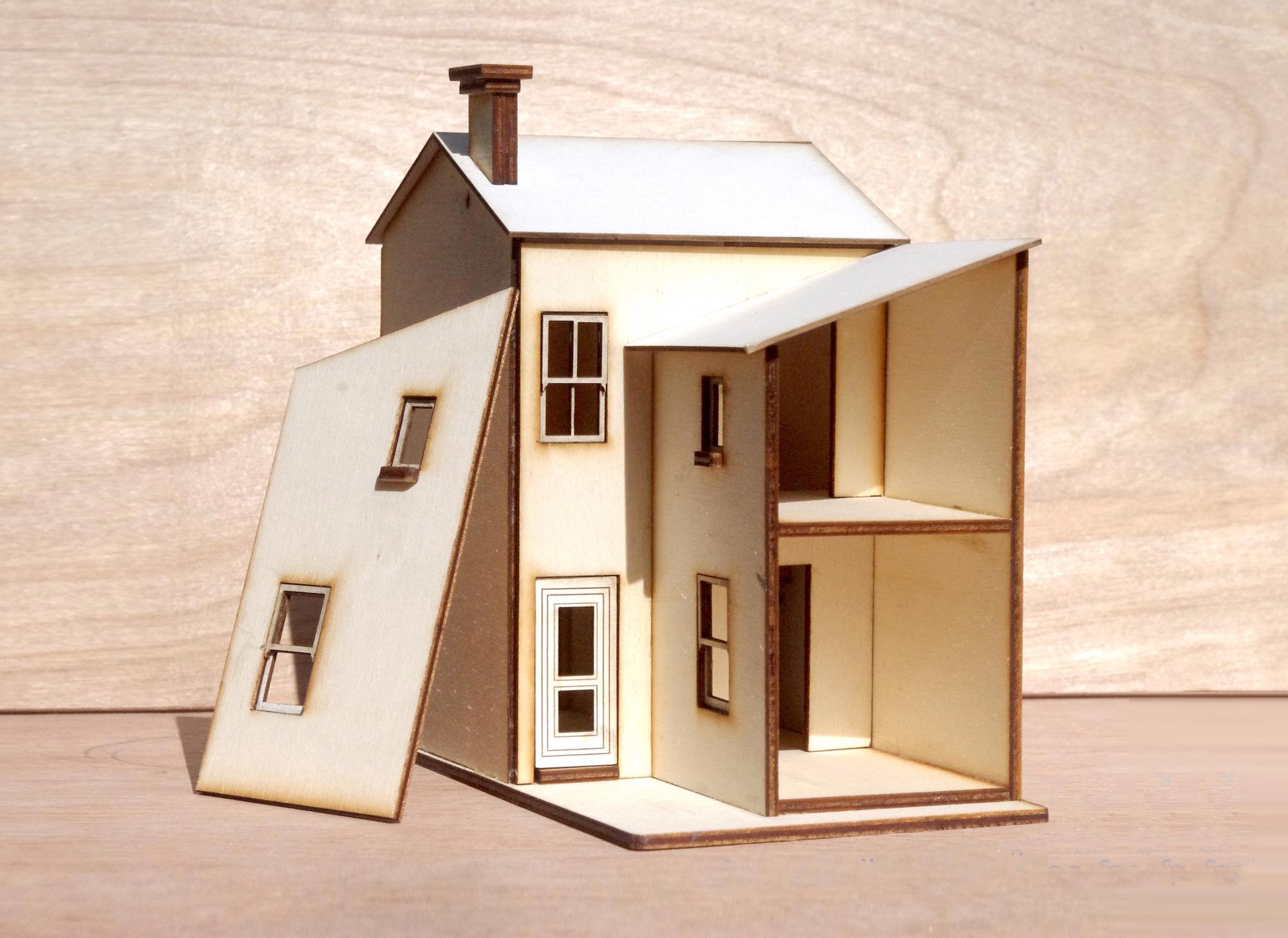 1:48 DOLLHOUSE MINIATURE Quarter Scale Victorian House Wood Model Kit ...
