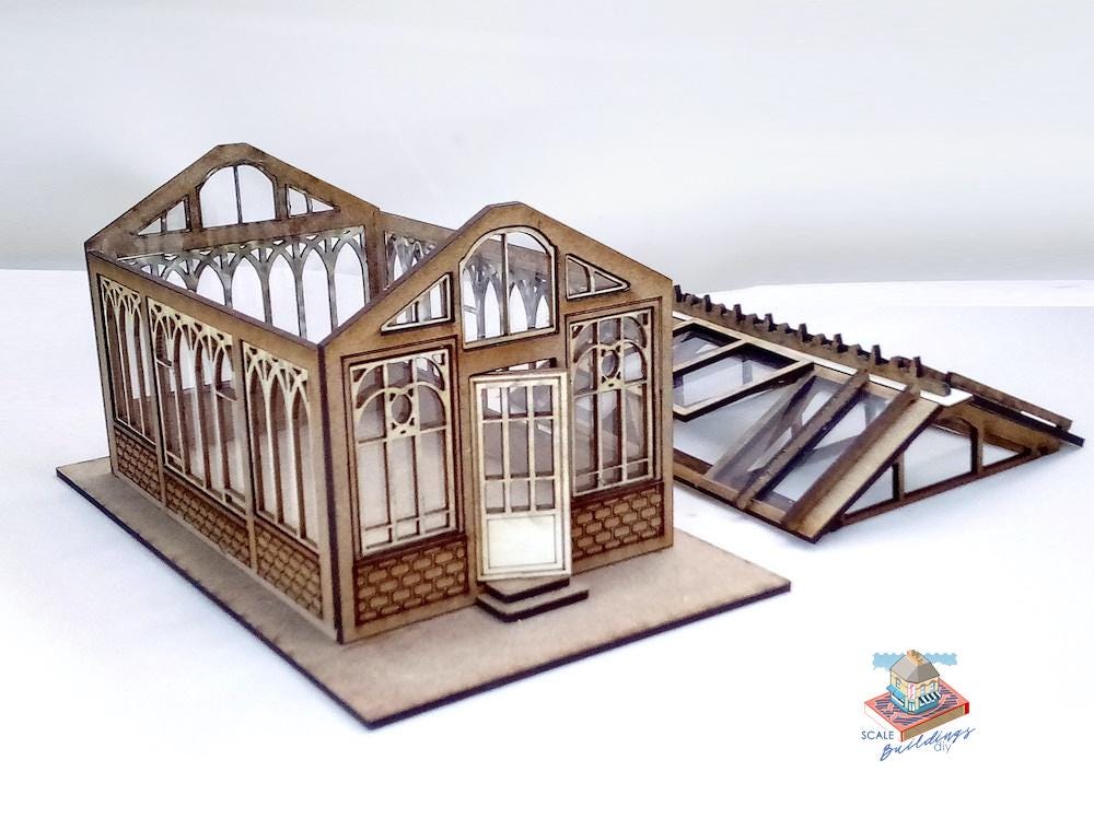 1:48th Victorian Conservatory Greenhouse Orangery Dollshouse Miniature ...