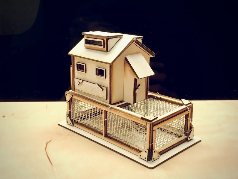 1:24th Chicken Run Hen Hutch Dollhouse Miniature Aceessory Model Kit ...
