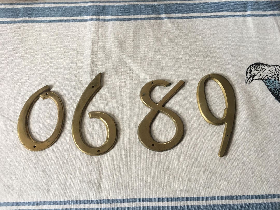 Vintage Brass Numbers, 0,6, 8, 9 Metal Home Decor, Salvage Hardware ...