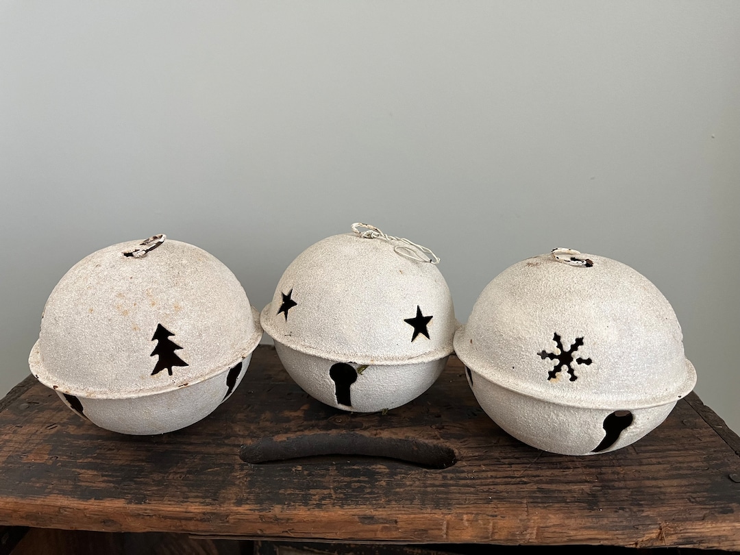 Vintage Snow Frosted Tin Holiday Balls, Christmas Decor, Vintage Bells ...